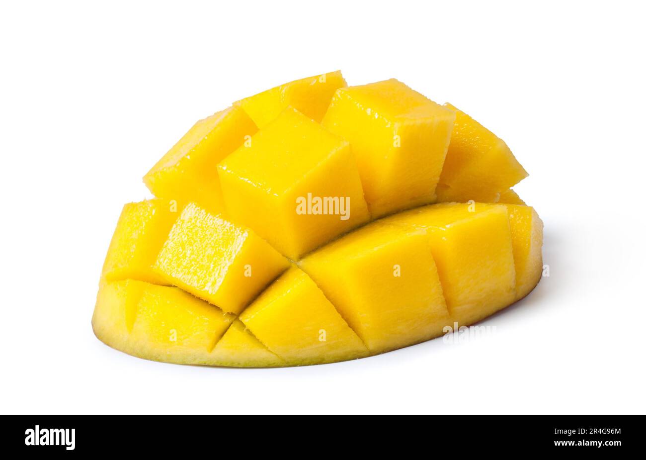 Half cut mango fruits on white background Stock Photo - Alamy