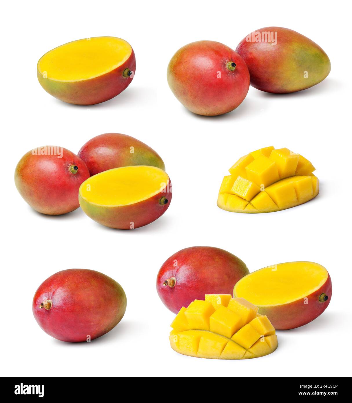 Half cut and whole mango fruits on white background Stock Photo - Alamy