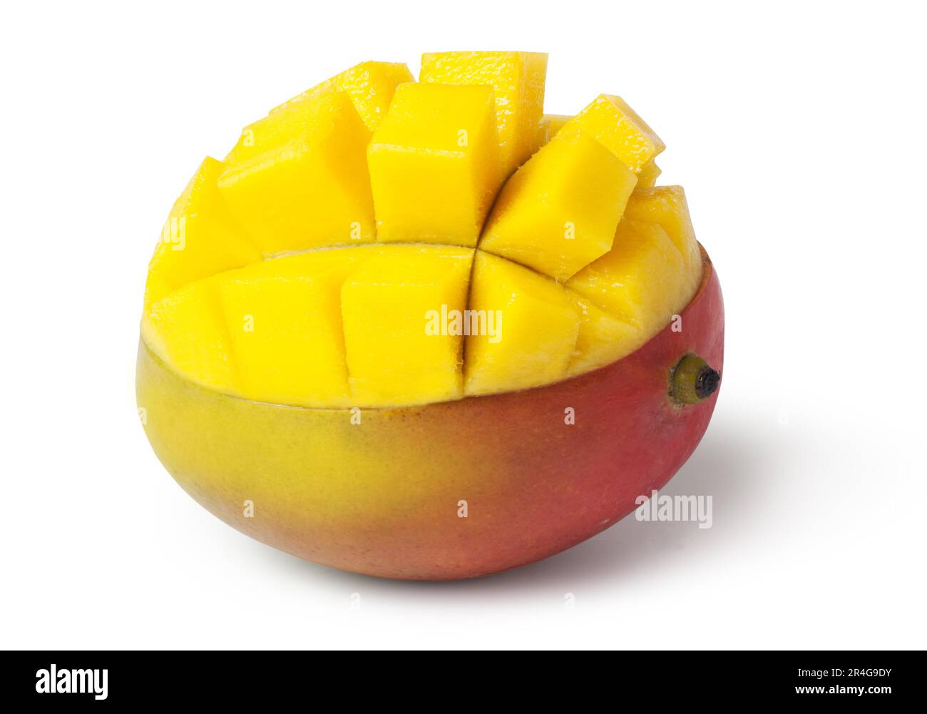Half cut mango fruits on white background Stock Photo - Alamy