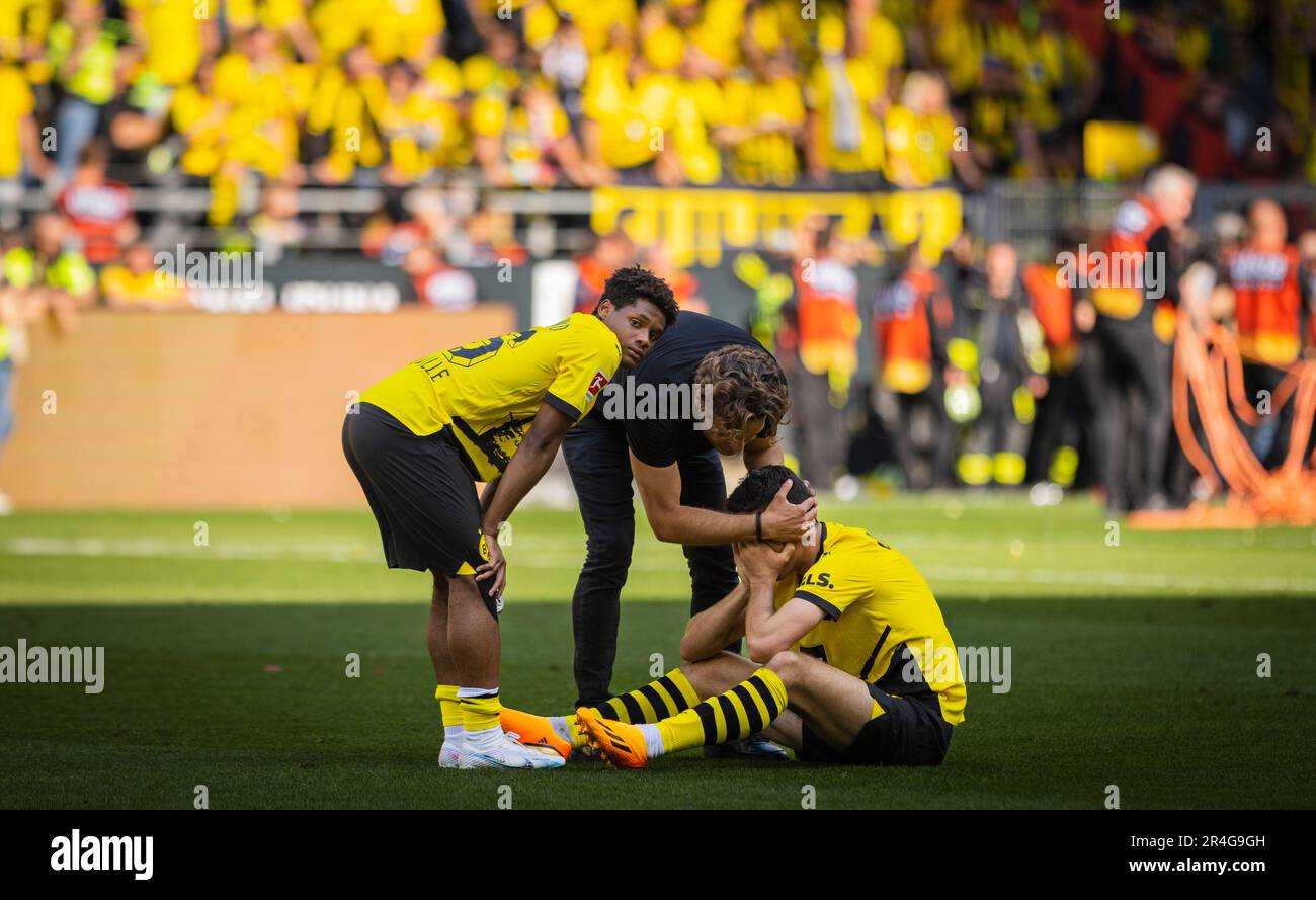 Dortmund, Germany. 27th Mai, 2023. Julien Duranville (BVB), Trainer ...