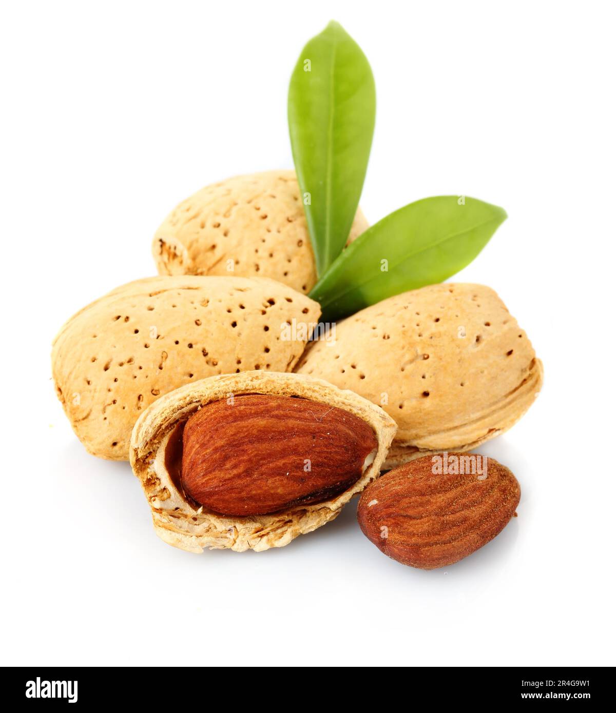 Almonds with kernels isolated on white background Stock Photo - Alamy