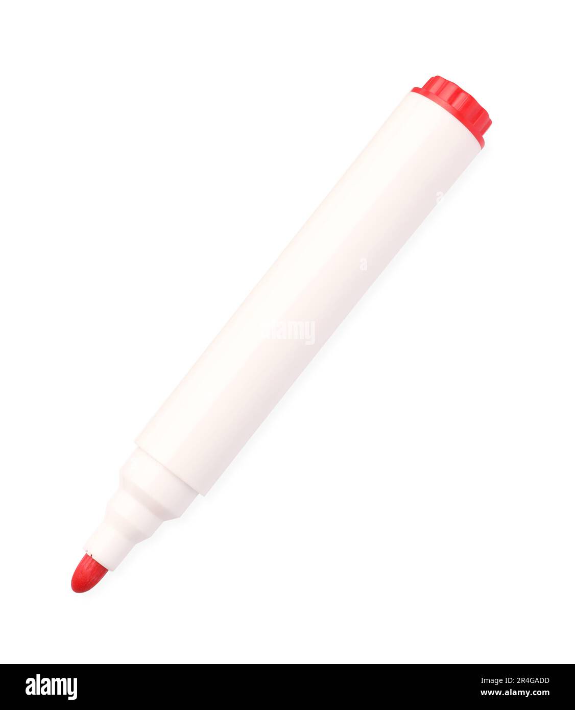 Bright red marker isolated on white, top view. School stationery Stock ...