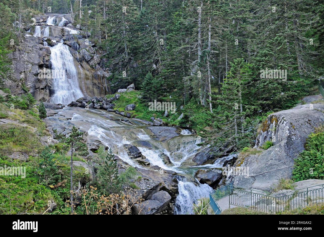 Waterfall, Pont d'Espagne, Spanish bridge, Cauterets, Midi Pyrenees ...