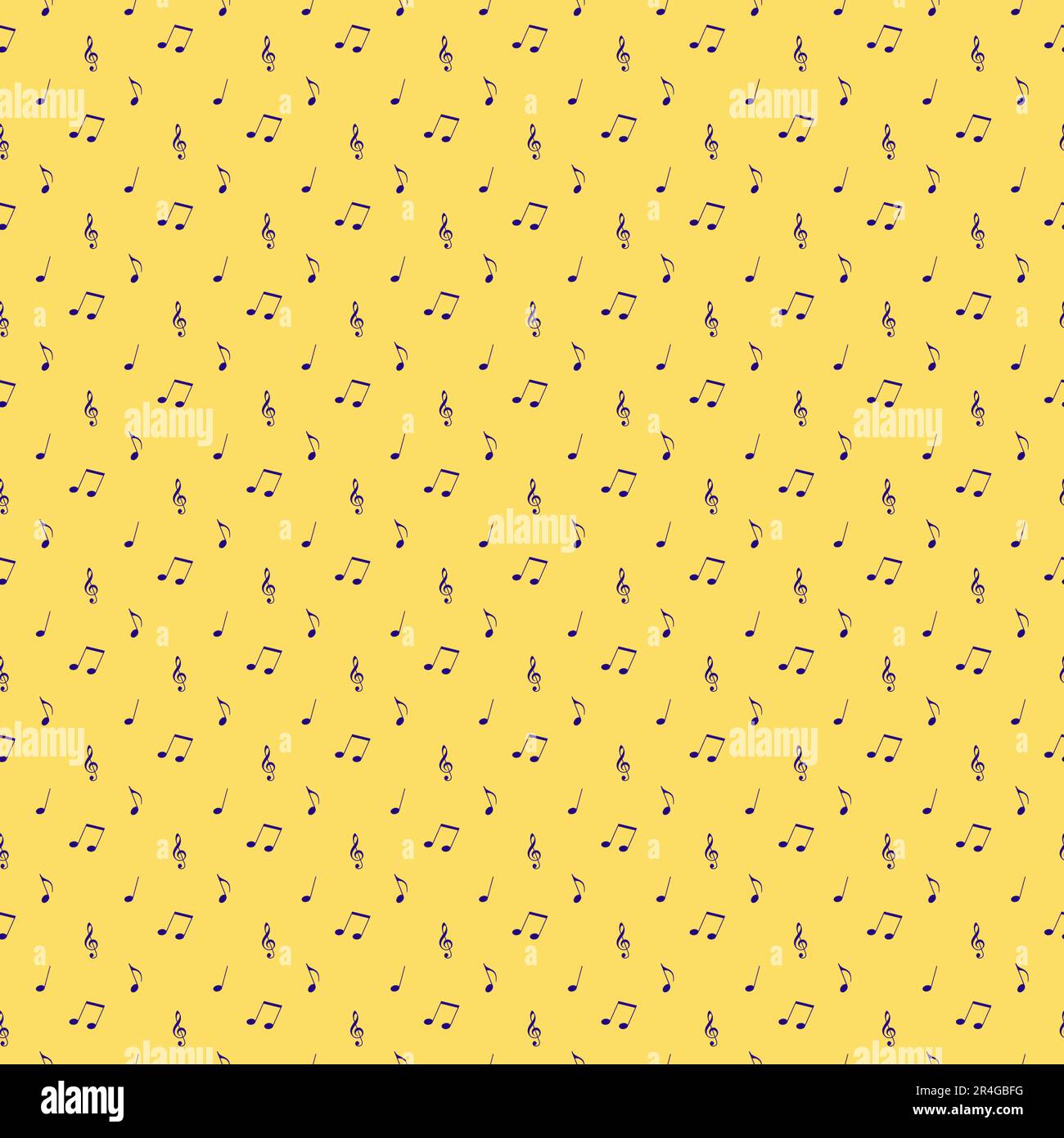Seamless Pattern of navy blue musical notes on daffodil yellow ...