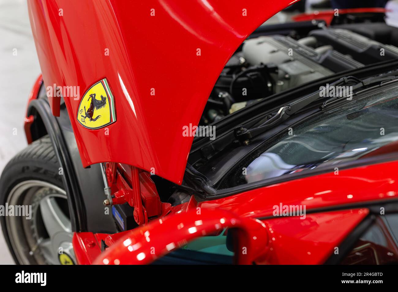 Engine of a Ferrari 456 with an Open Hood Stock Photo - Alamy