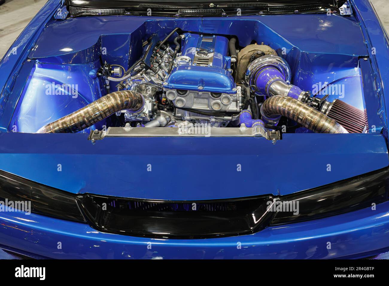 Close-up view of a Grand Touring Competition Car Engine Stock Photo - Alamy