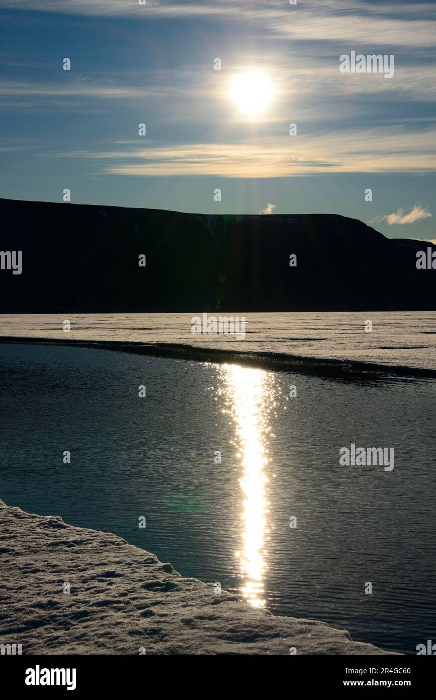 Crevasse in the pack ice, Manson Icefield Peninsula and Jakeman Glacier ...