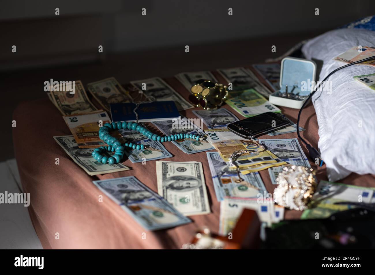 Evidence Chain of Custody Labels and brown paper bag with fingerprints ...