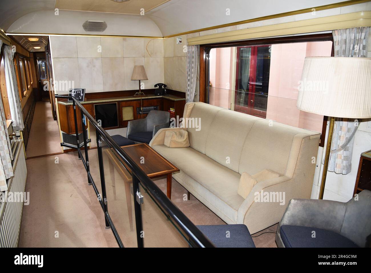 Utrecht, Netherlands. May 2023. The interior of the royal carriages of ...
