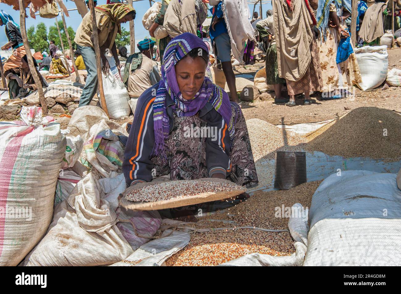 Woman selling grain, market, Lalibela, Amhara region, Northern Ethiopia ...