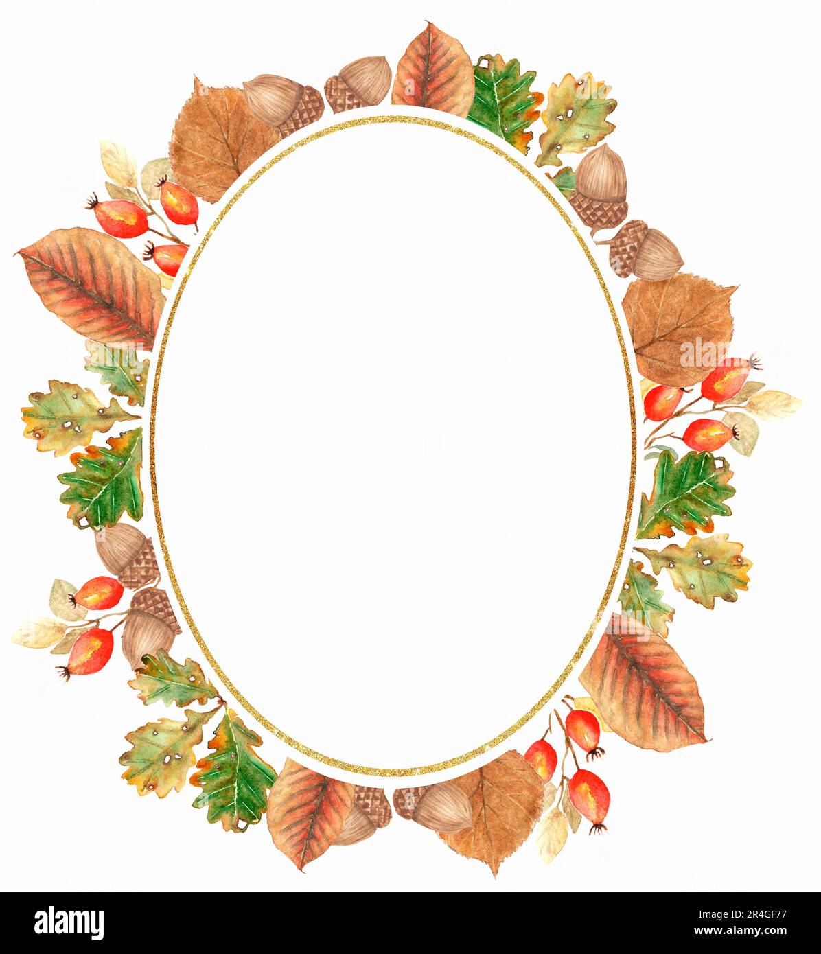 Hello Autumn wreath, botanical fall leaves wreath, Watercolor hand ...