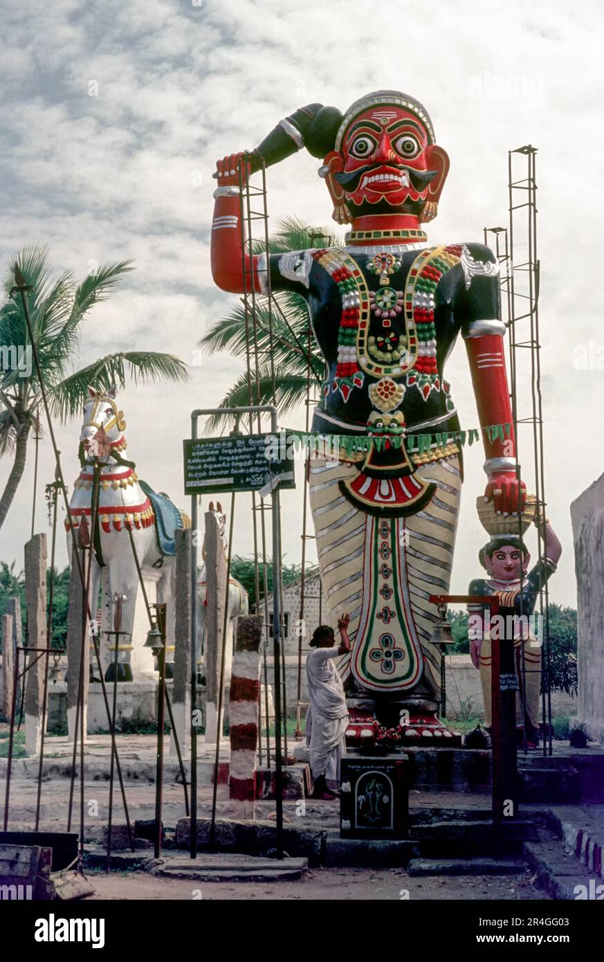 Murasan statue, village guardian deity near Tiruppur, Coimbatore, Tamil ...