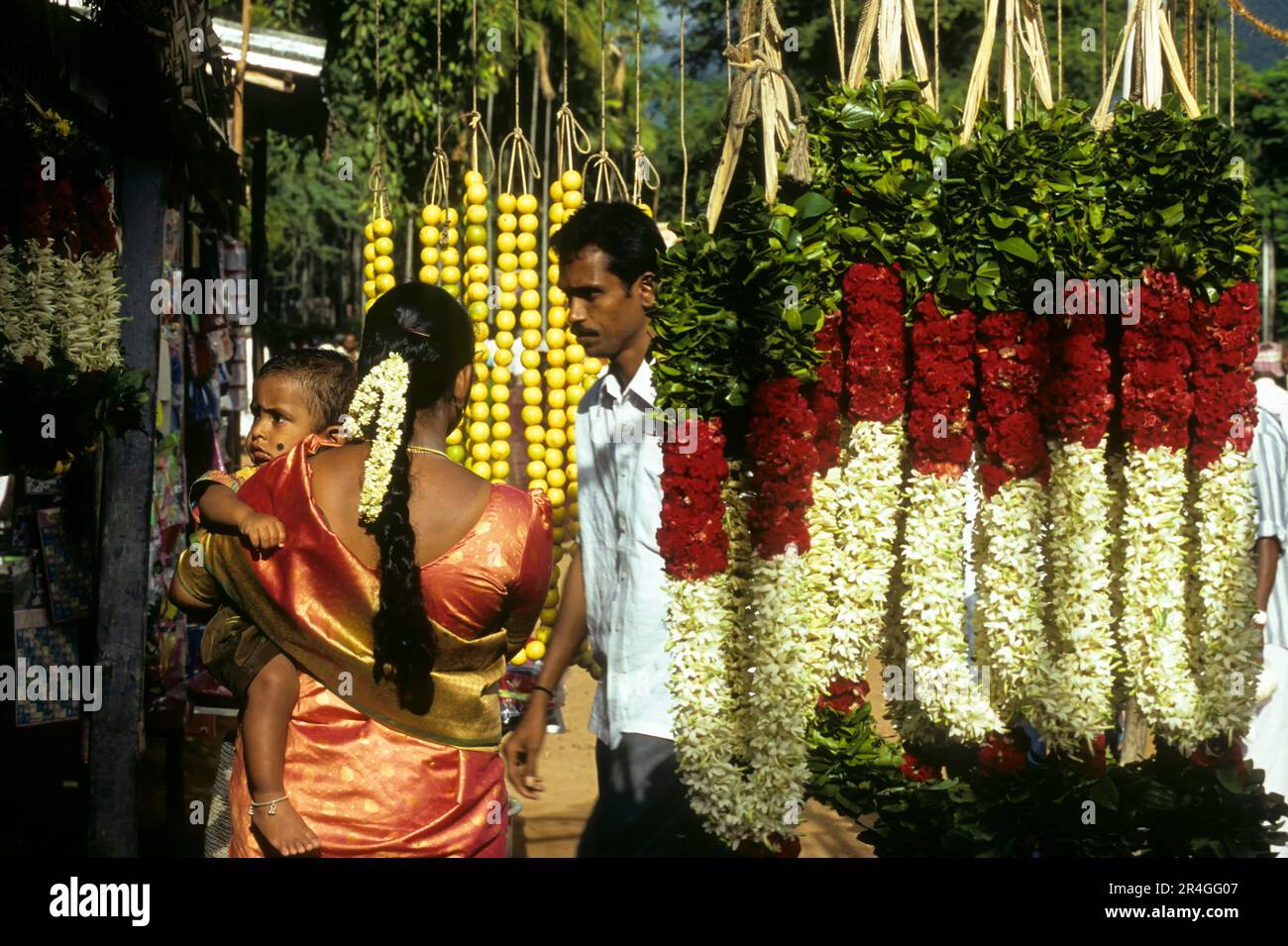 Flower shop at Vana Badra Kali Amman temple in Nellithurai near ...