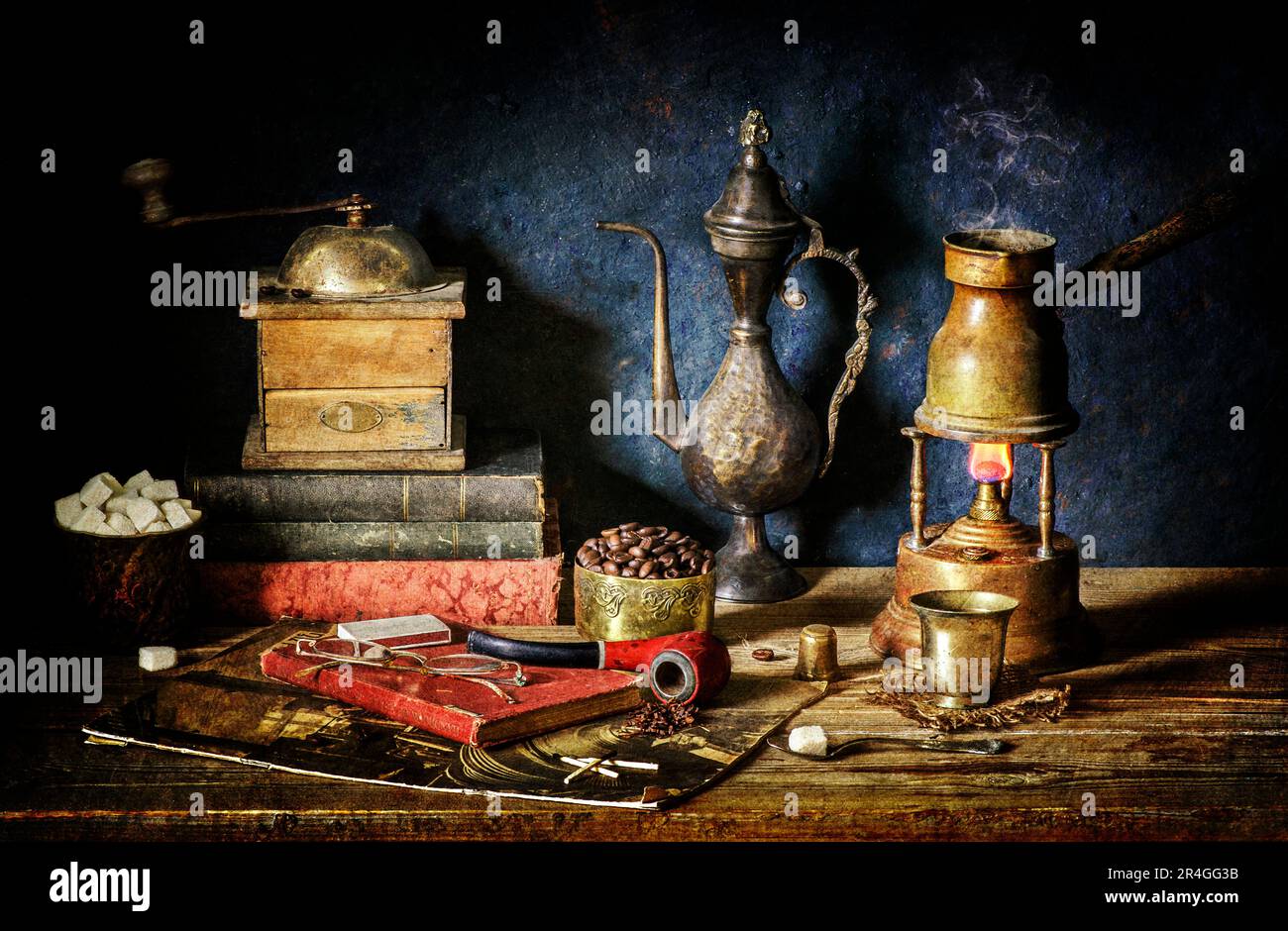 Classic still life with traditional Turkish coffee placed on coffee ...