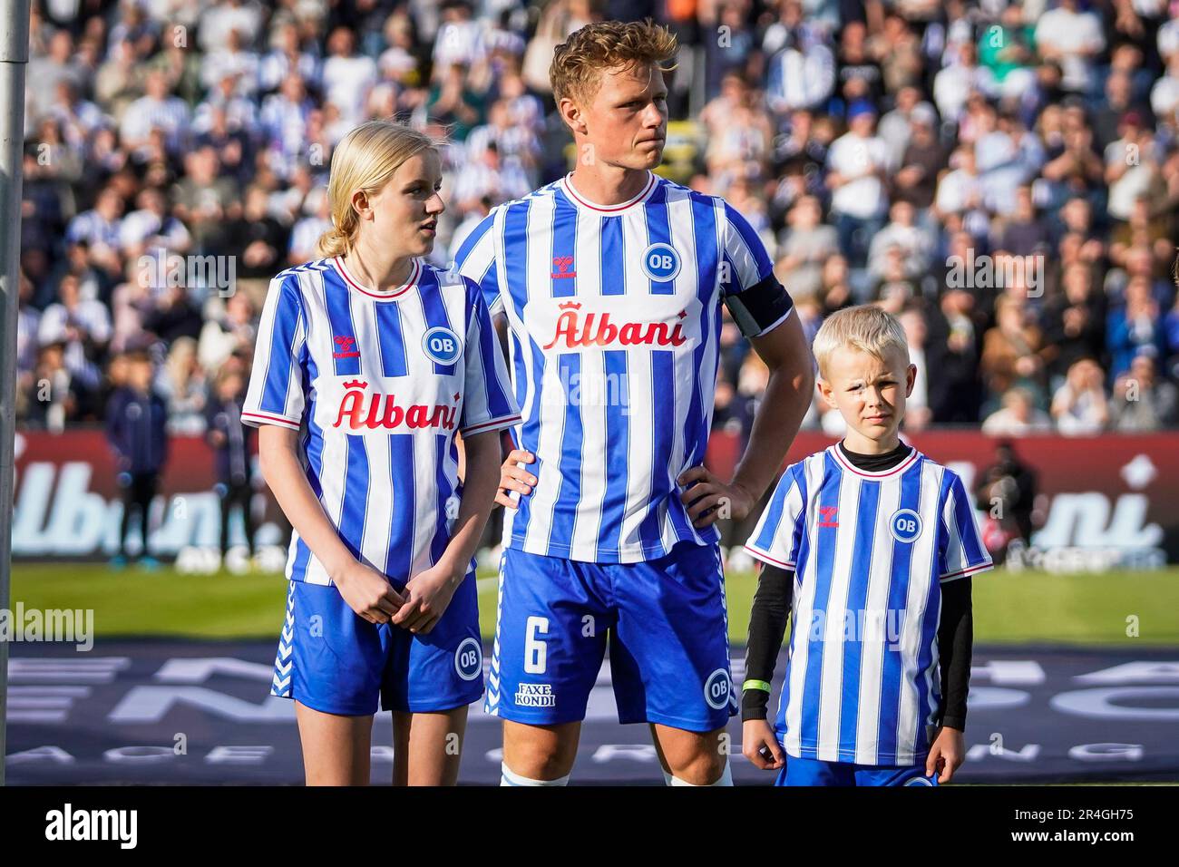 Odense, Denmark. 26th, May 2023. Jeppe Tverskov (6) of OB seen before the 3F Superliga match ...