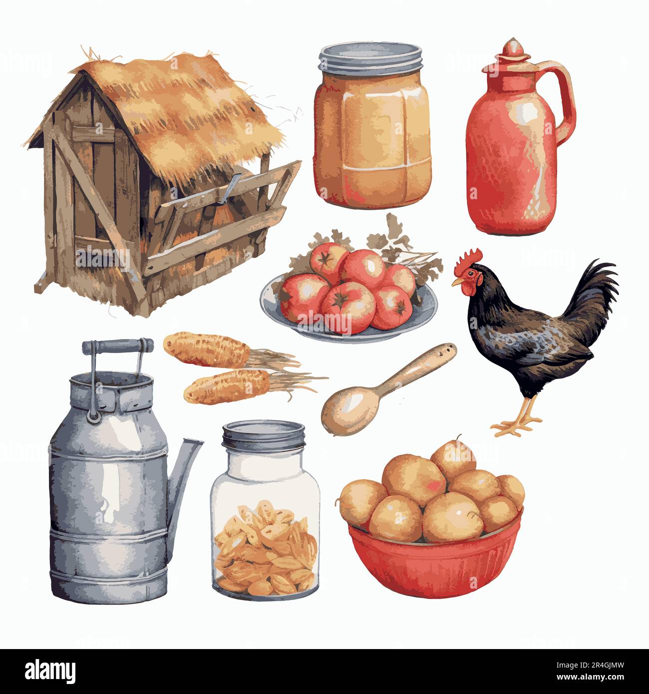 Various items from the farm.Instruments and food Stock Vector Image ...