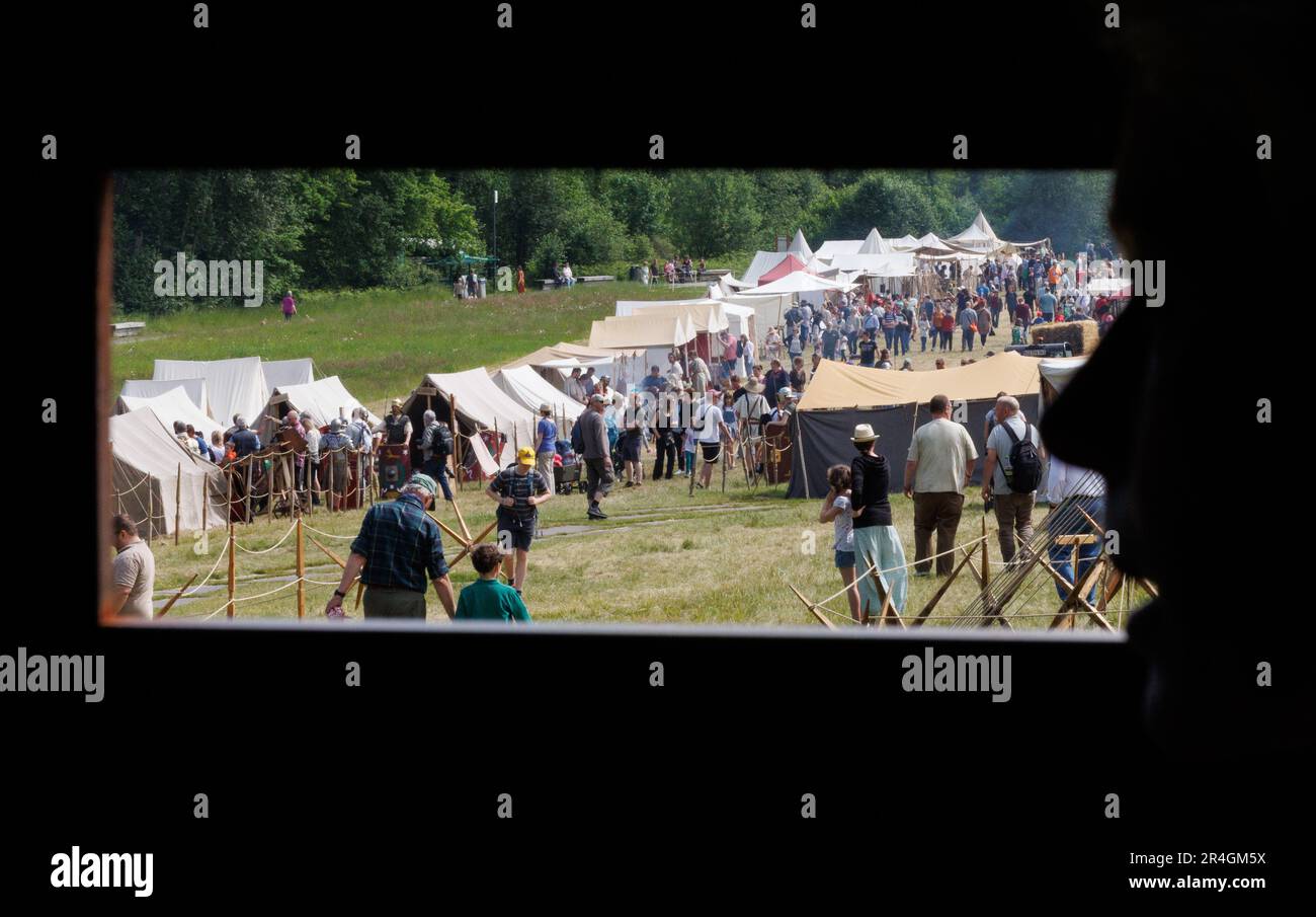 28 May 2023, Lower Saxony, Bramsche: Visitors fill the event area. The ...