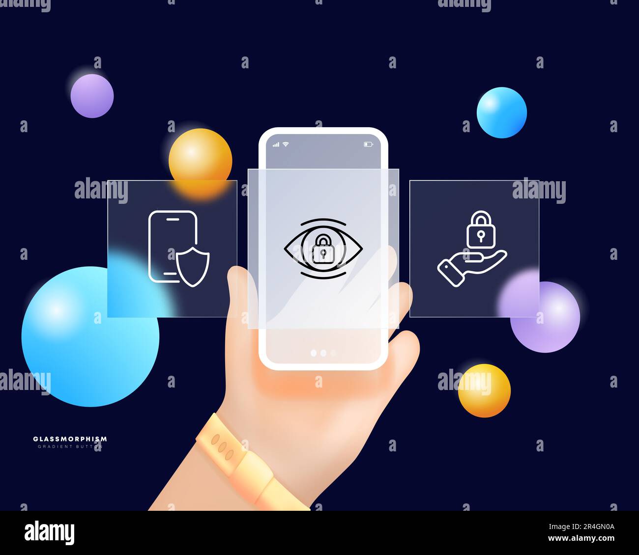 Biometrics Set Icon Fingerprint And Facial Recognition Symbolizing Advanced Security And