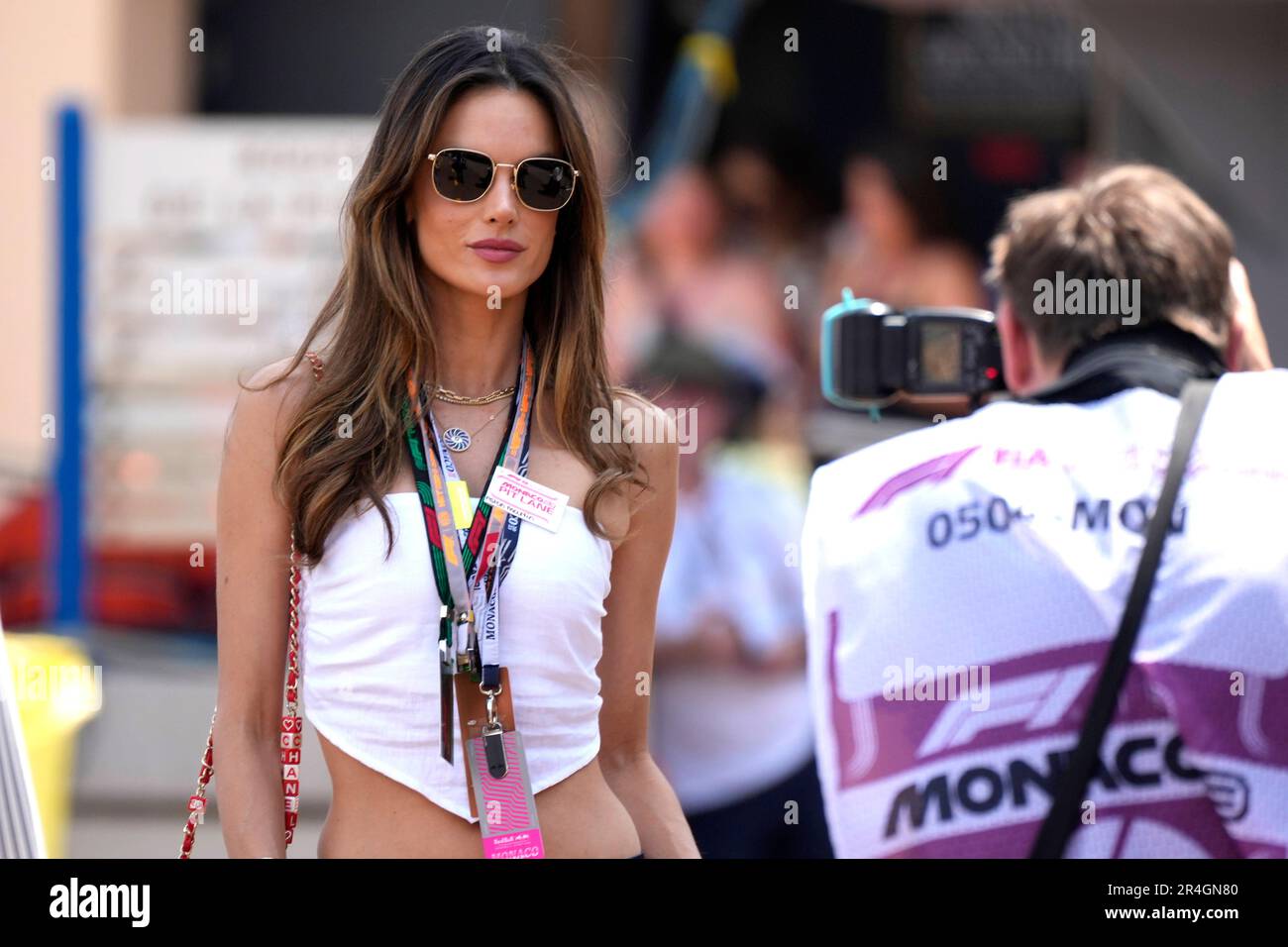 Italian model Alessandra Ambrosio walks near the track prior to the ...