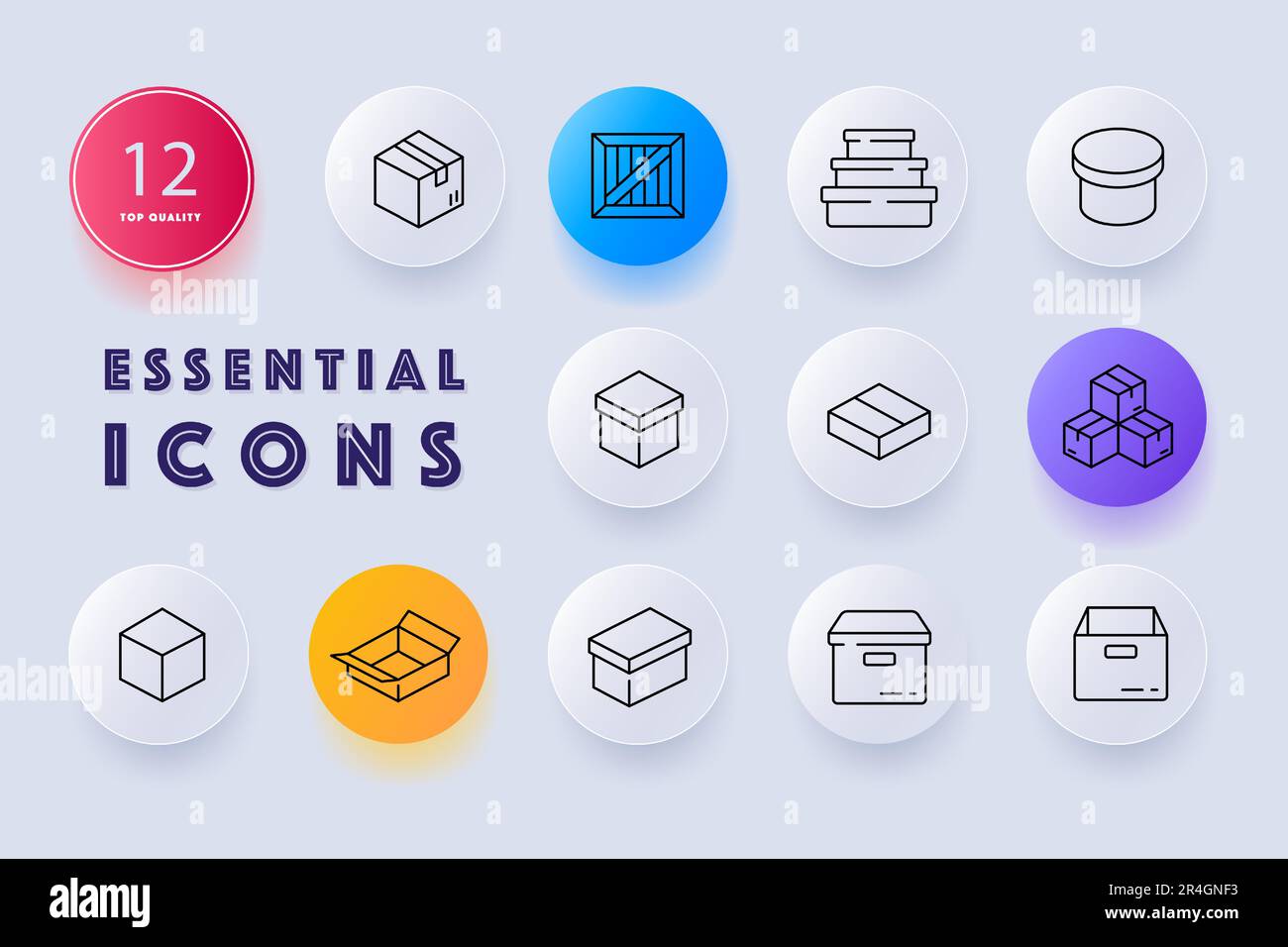 Box icon set. Illustration of cardboard boxes, packages or containers ...