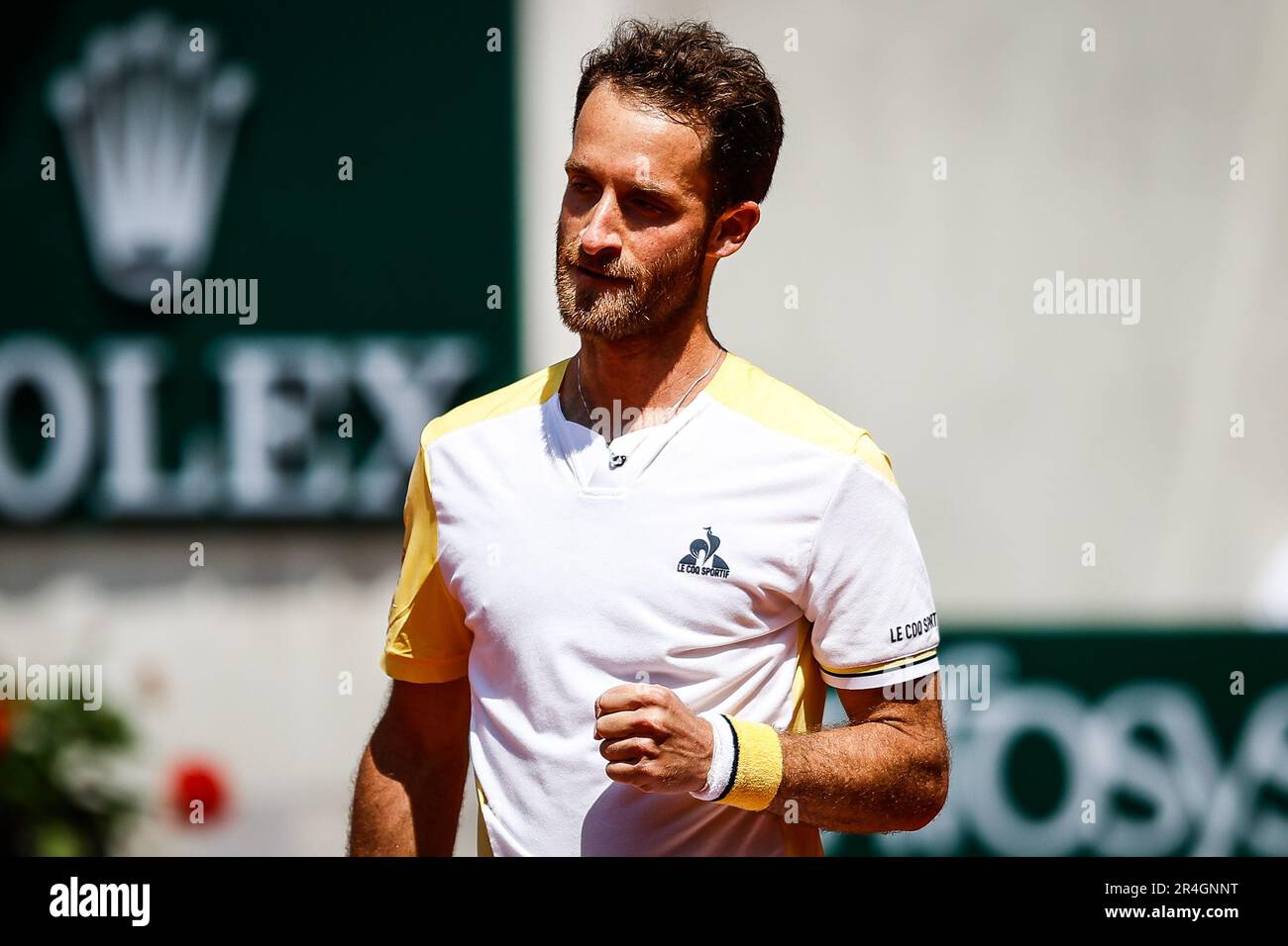 Constant LESTIENNE of France celebrates his point during the first day ...