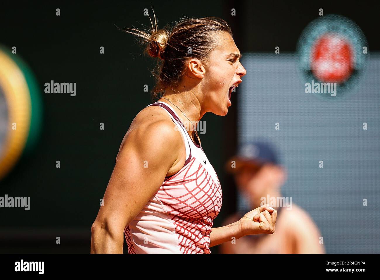 Aryna SABALENKA of Belarus celebrates his point during the first day of ...