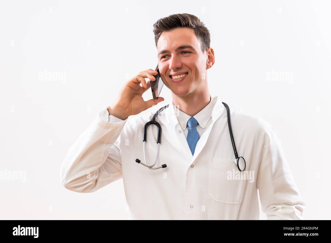 Handsome male paramedic talking hi-res stock photography and images - Alamy