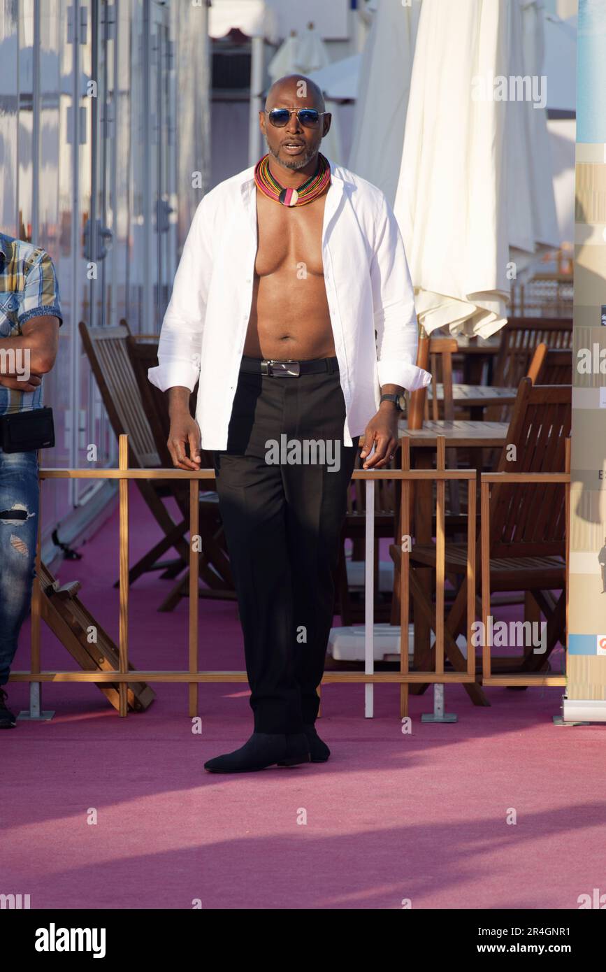 Cannes, France. 25th May, 2023. Model Serge Crozon wears jewelry by ...