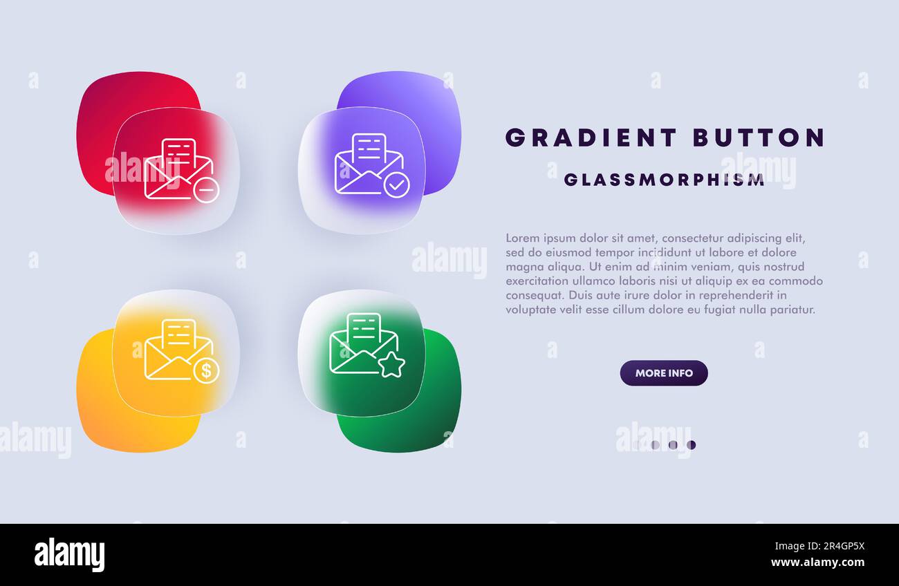 Letter icon set. Symbolizing electronic mail or email. The illustration ...