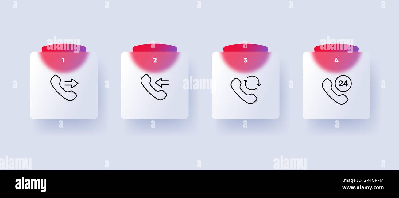 Corded telephone icon set. The phone features a handset, a base with ...