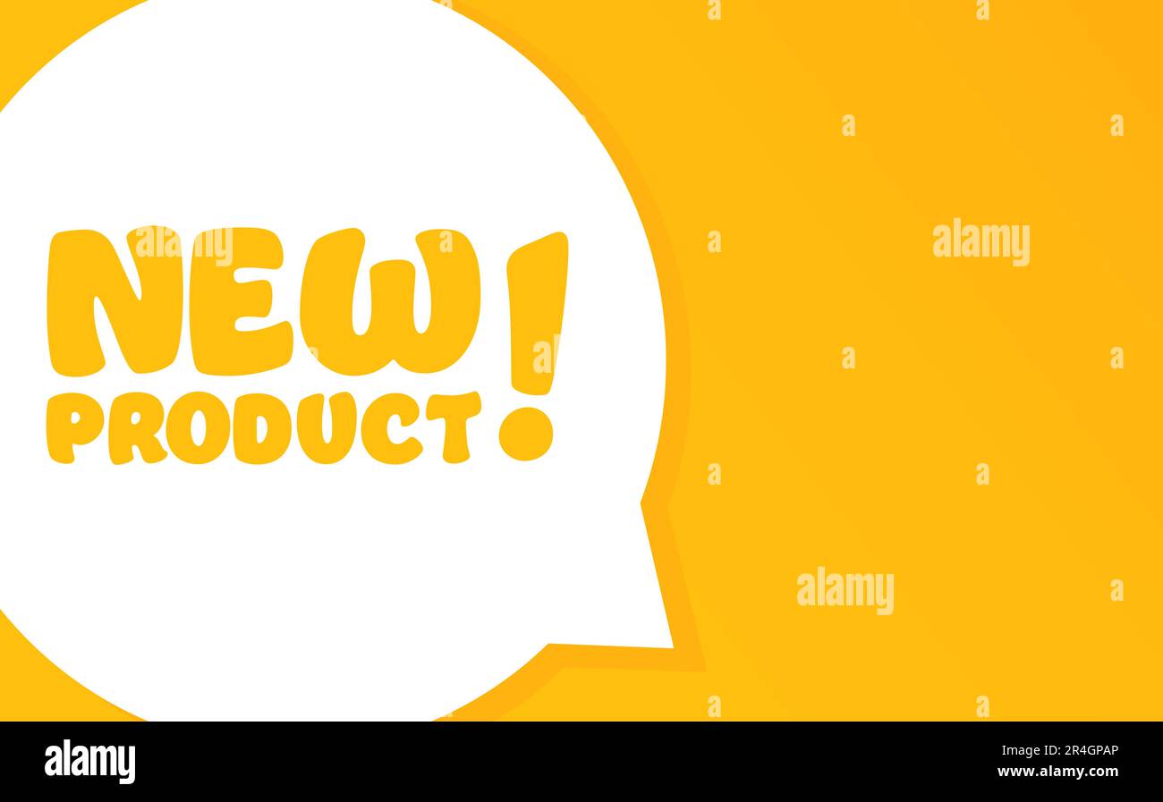 New product. Speech bubble with New product text. 2d illustration. Flat ...
