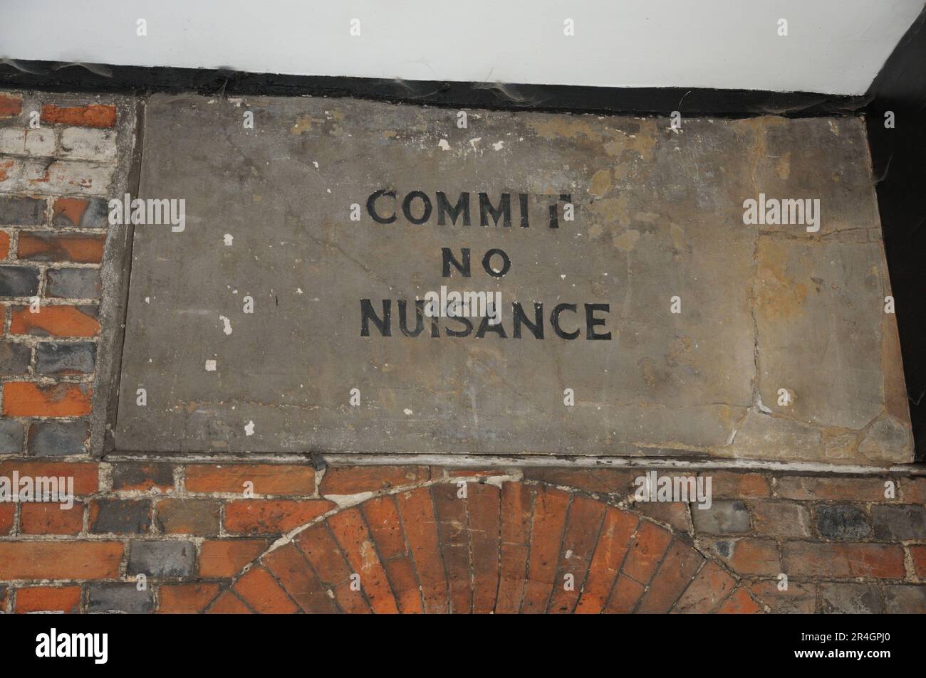 Commit No Nuisance Sign on Market Hall, Amersham, Buckinghamshire Stock ...