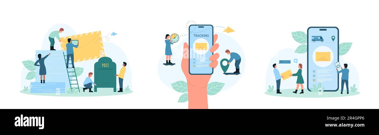 Postal service to send and get correspondence set vector illustration ...