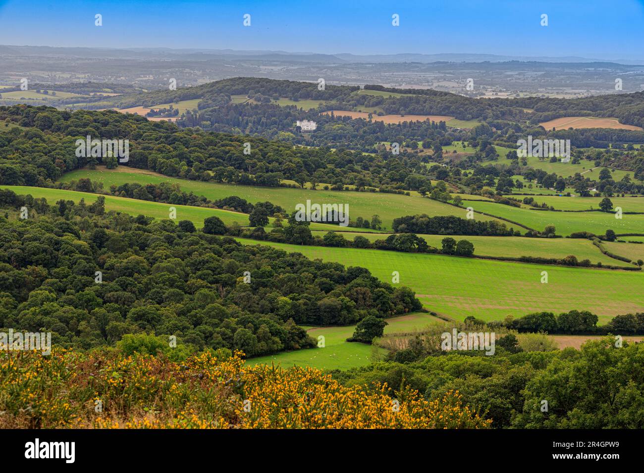 Eastnor Castle viewed from the summit of Herefordshire Beacon on the ...
