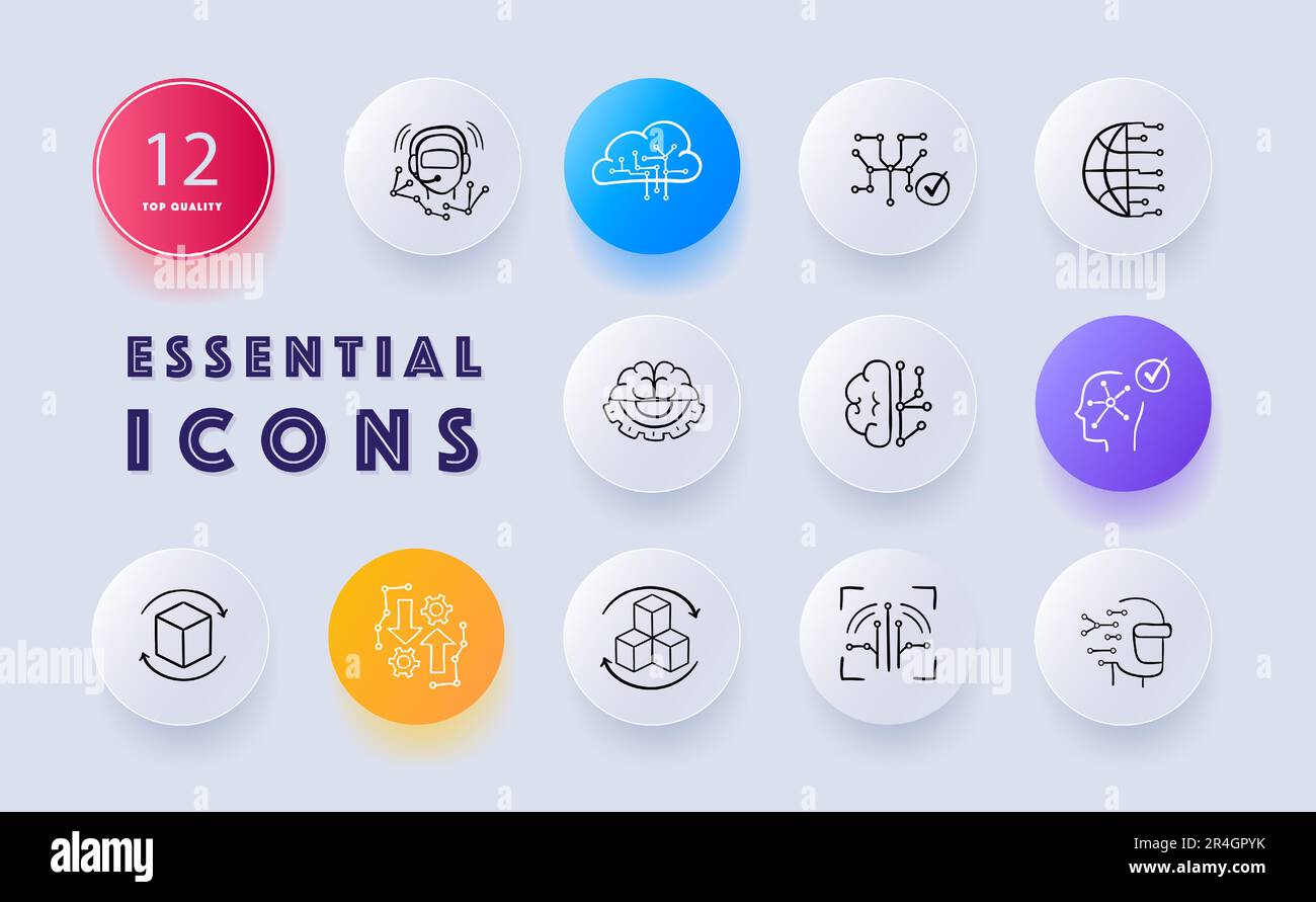 Digitalization icon set. Internet connectivity, data analysis ...