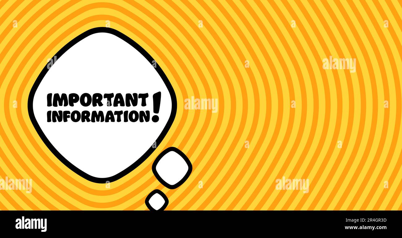Speech bubble with Importamt informations text. Boom retro comic style ...