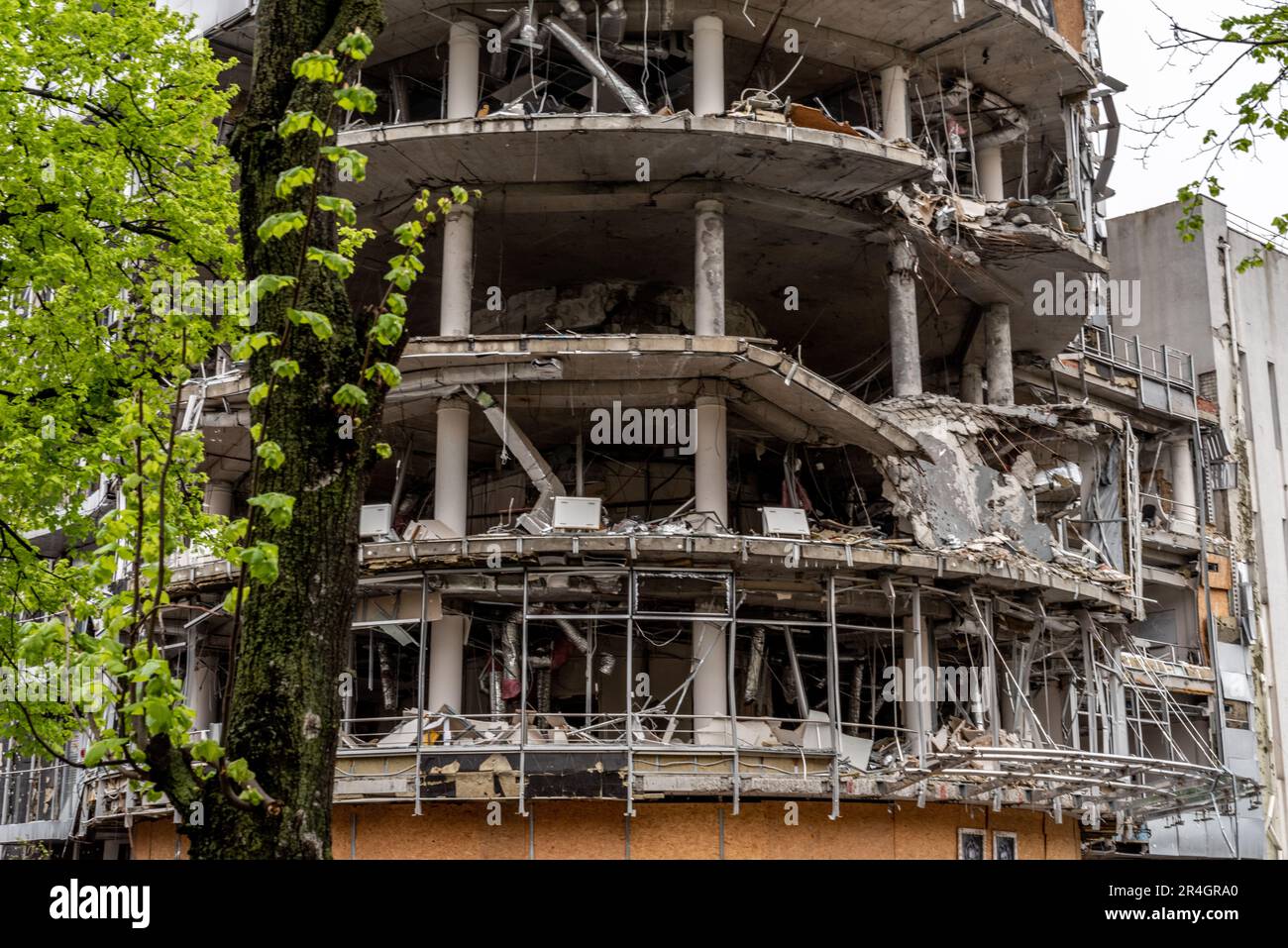 Destroyed building without walls after russian missle rocket attack ...