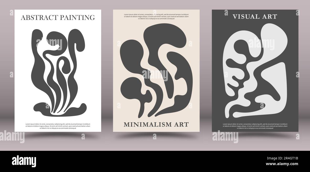 A set of paintings of abstract fine art. A minimalist design layout for ...