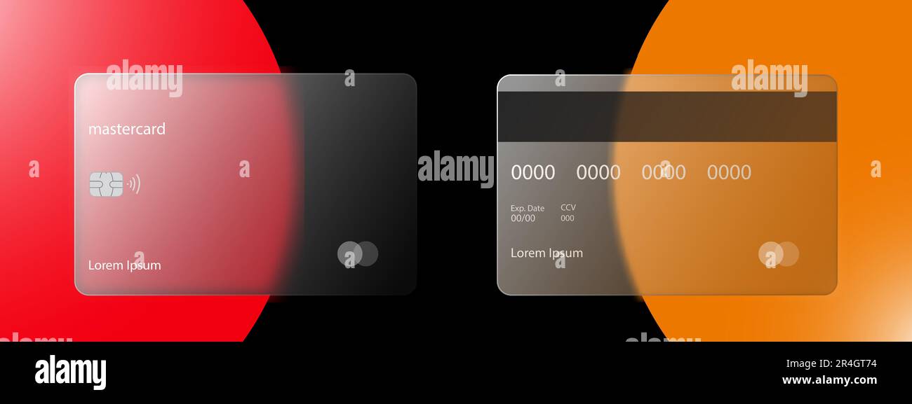 Visa, mastercard. Credit card icon. Glassmorphism style. Cashless ...