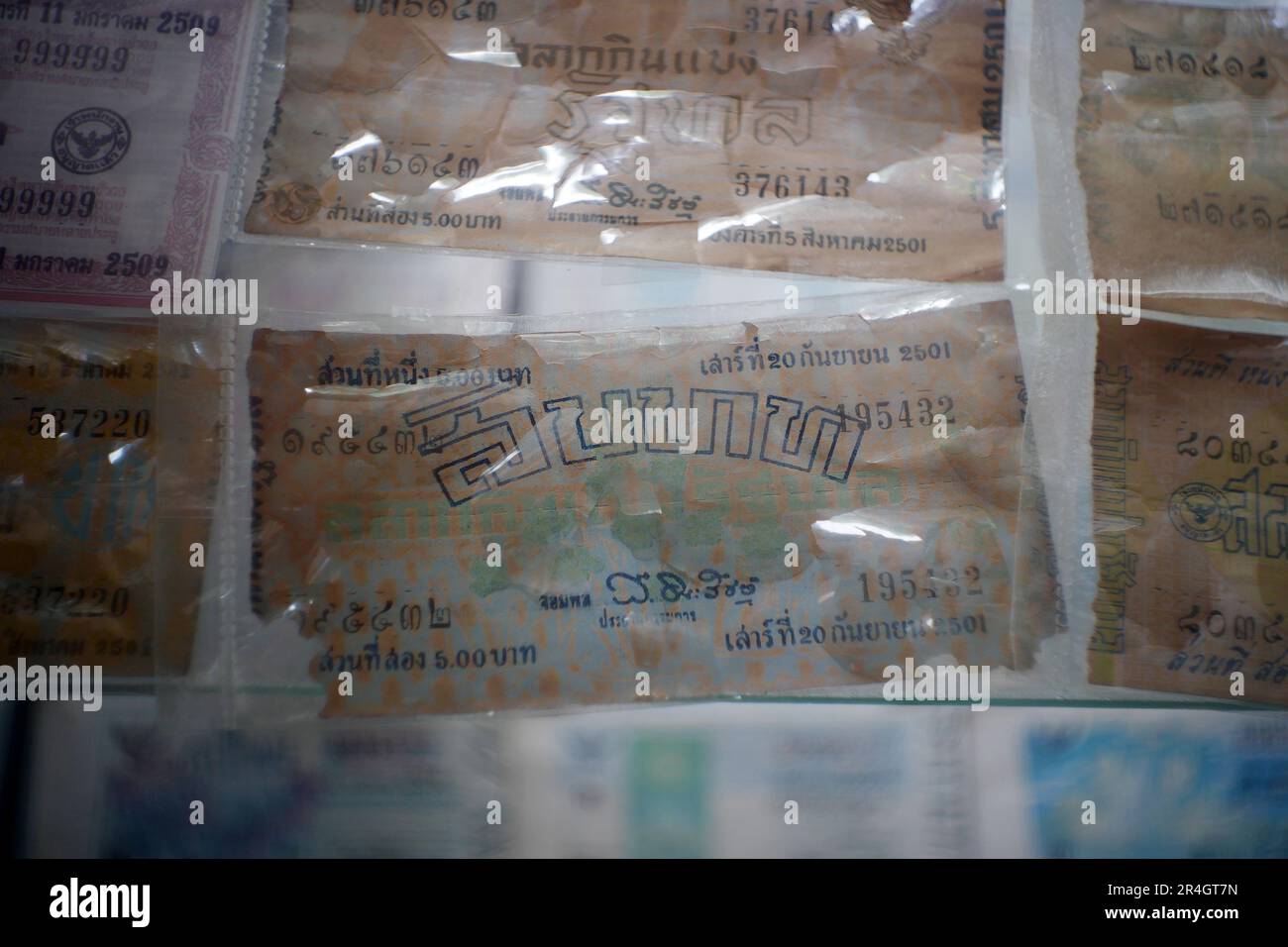 Classic Antique Lottery or Thai Lottery ticket at Chiang-Mai Museum ...