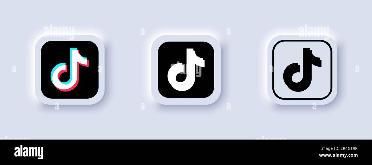 Collection of different Tik Tok icons. Social media logo. Line art and flat style isolated on ...