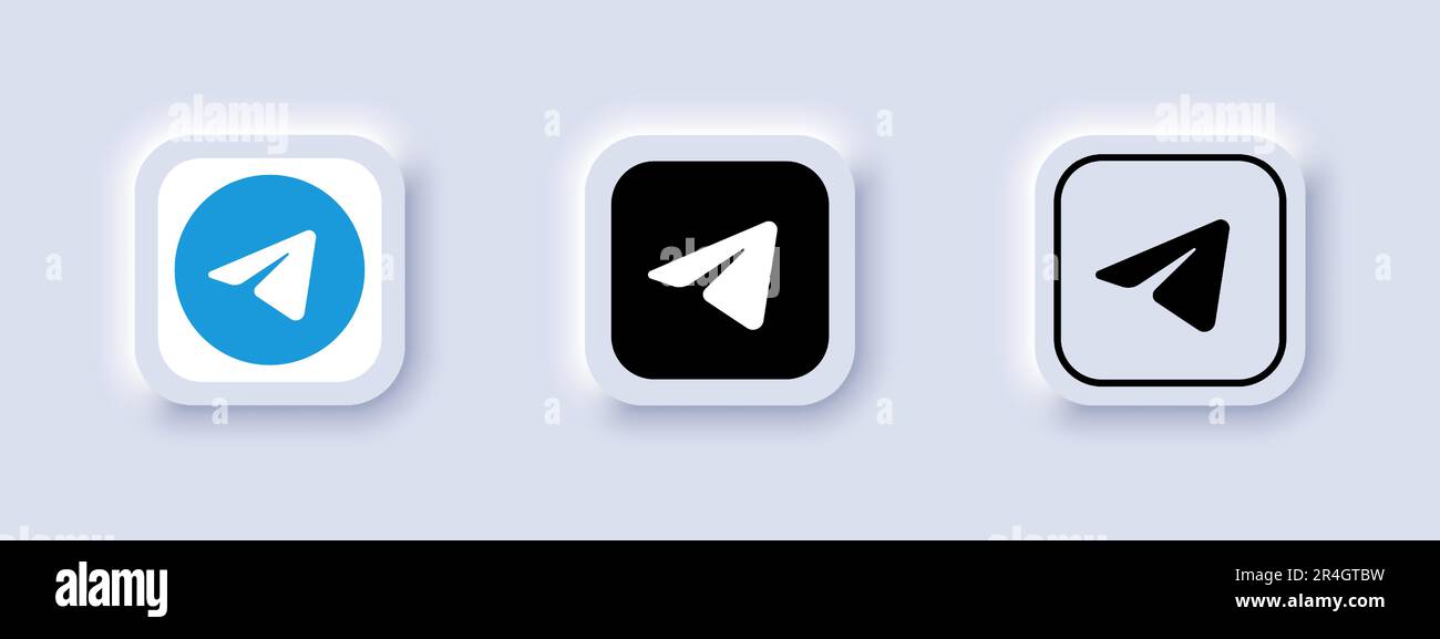 Collection of different Telegram icons. Social media logo. Line art and ...