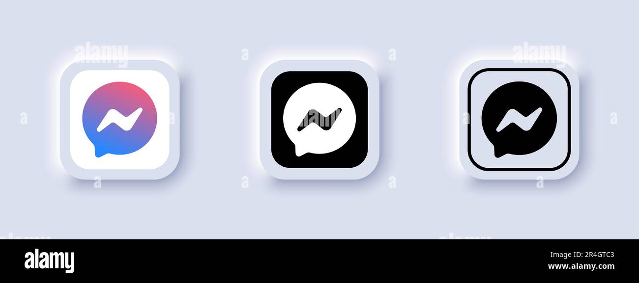 Collection of different Messenger icons. Social media logo. Line art ...