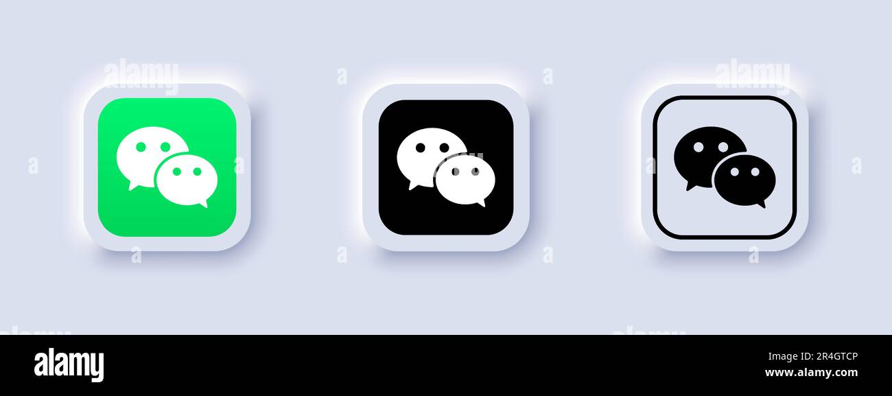 Collection of different Wechat icons. Social media logo. Line art and ...