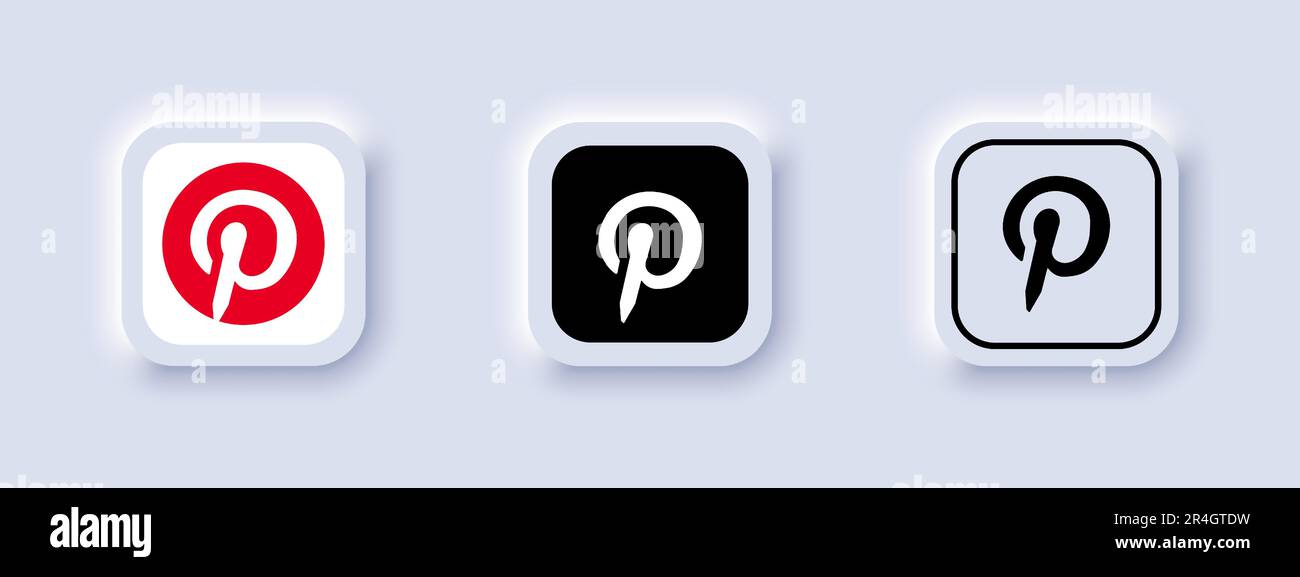 Collection of different Pinterest icons. Social media logo. Line art ...