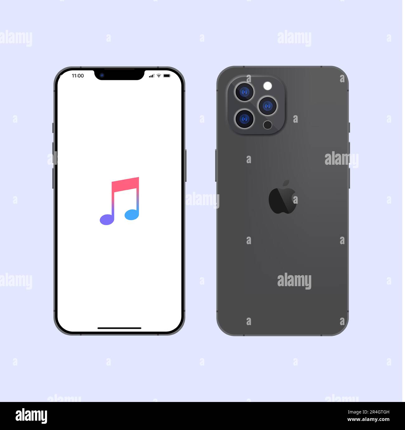 Apple music interface. Music app. Application template on Iphone mockup ...
