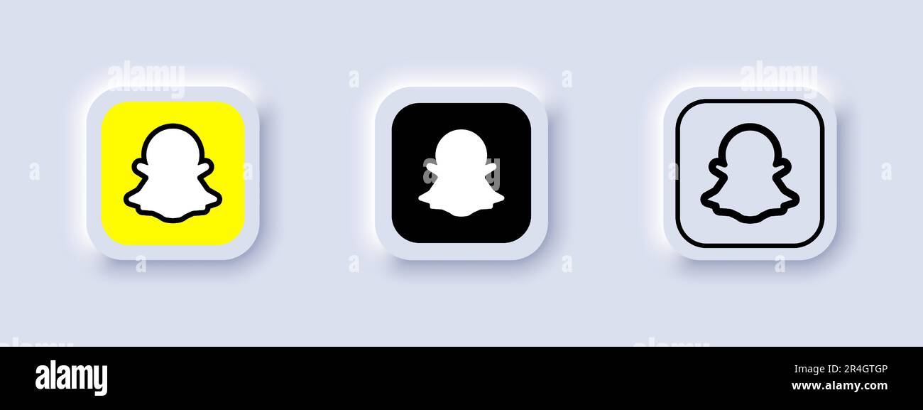 Collection of different Snapchat icons. Social media logo. Line art and ...