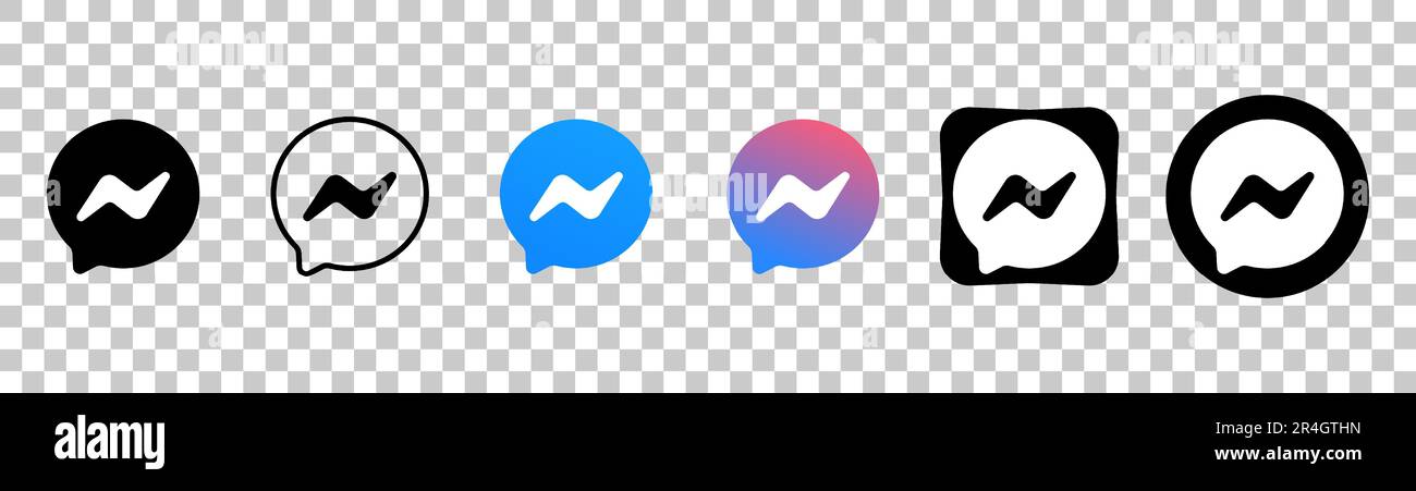 Collection of different Messenger icons. Social media logo. Line art ...