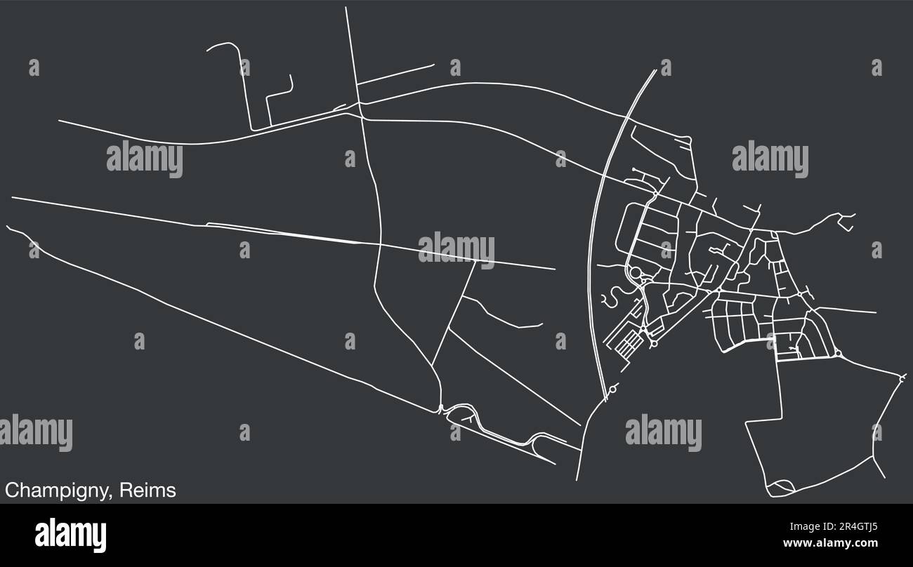 Street roads map of the CHAMPIGNY COMMUNE, REIMS Stock Vector Image ...