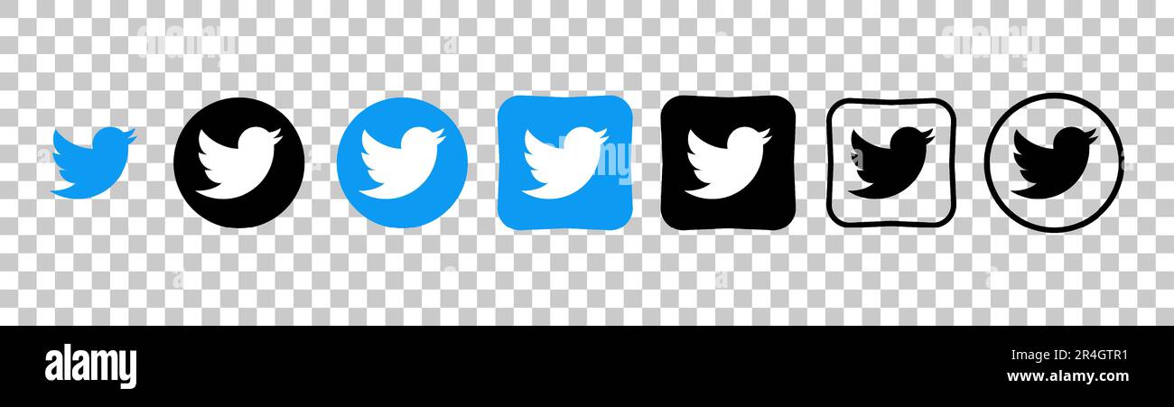 Collection of different Twitter icons. Social media logo. Line art and ...